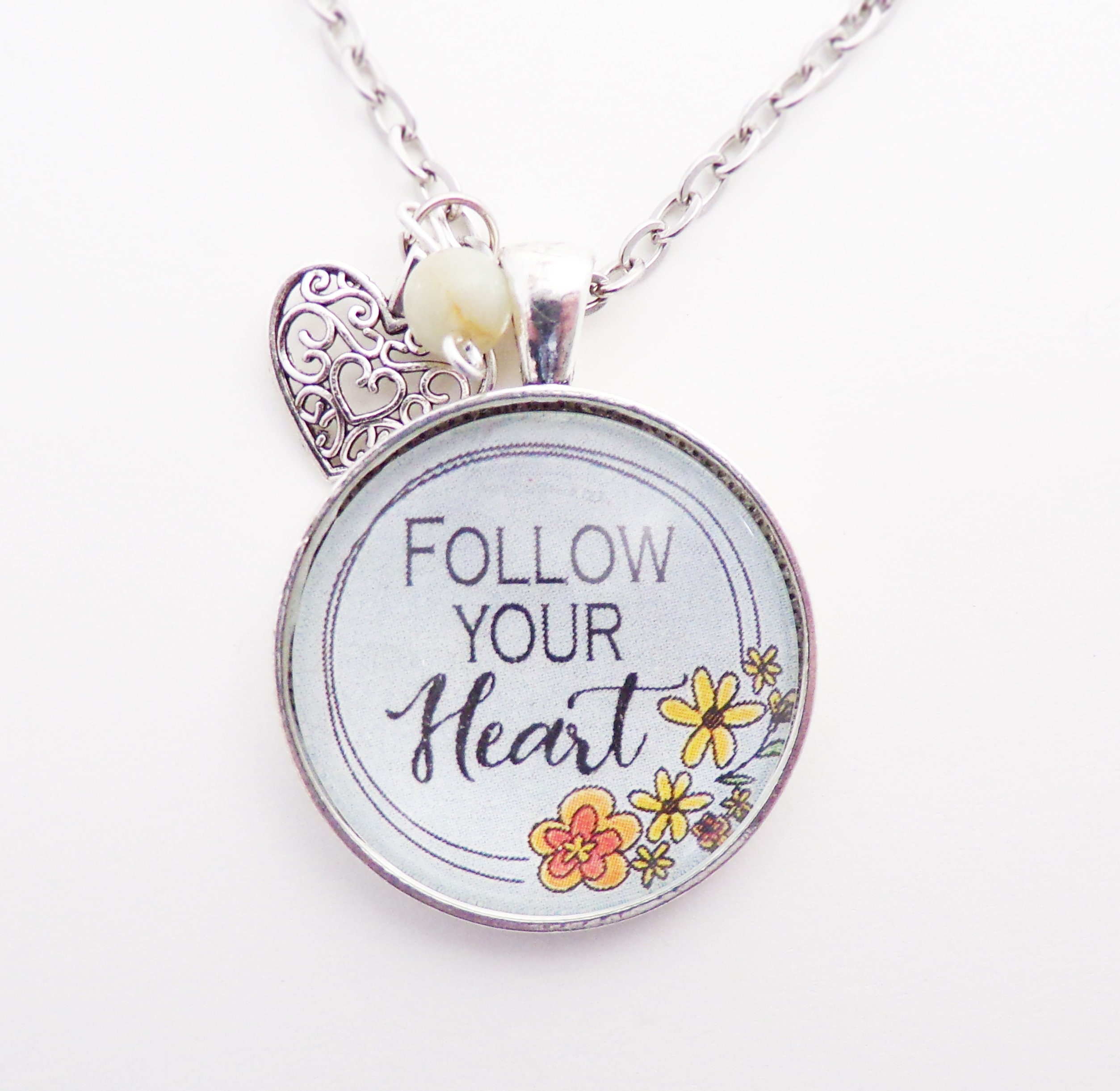 Follow Your Heart // Necklace or Key Chain, Friend Gift, Upwords ...