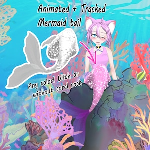 Vtuber Asset Animated Mermaid Tail LIVE2D Item and Background - With or ...