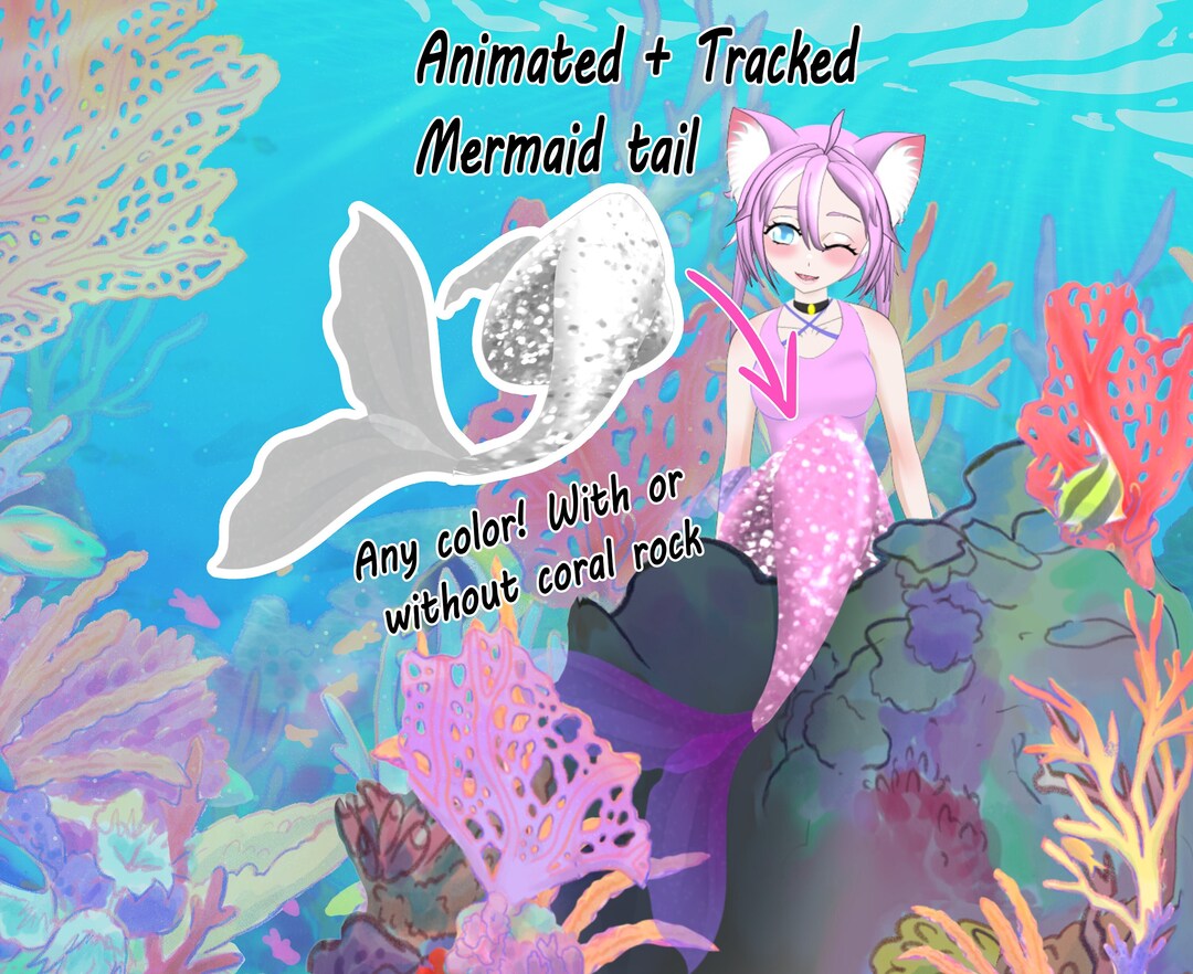 Vtuber Asset Animated Mermaid Tail LIVE2D Item and Background - With or ...