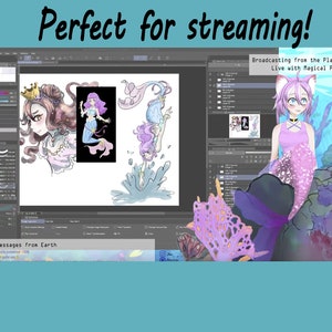 Vtuber Asset Animated Mermaid Tail LIVE2D Item and Background - With or ...