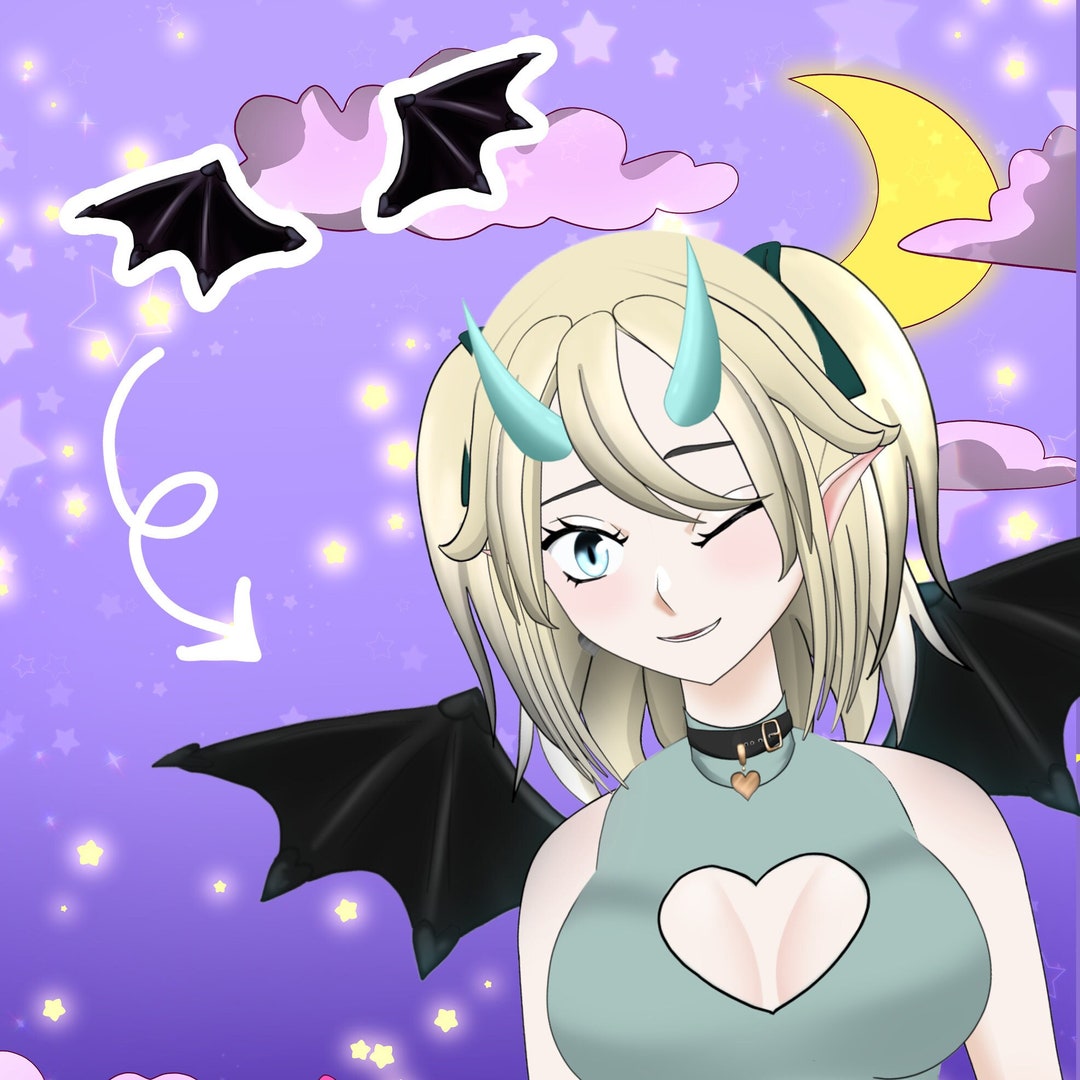 Vtuber Asset Animated Demon Wings LIVE2D Item - Bat Wings, Heart Wing, Vampire Halloween Costume ...