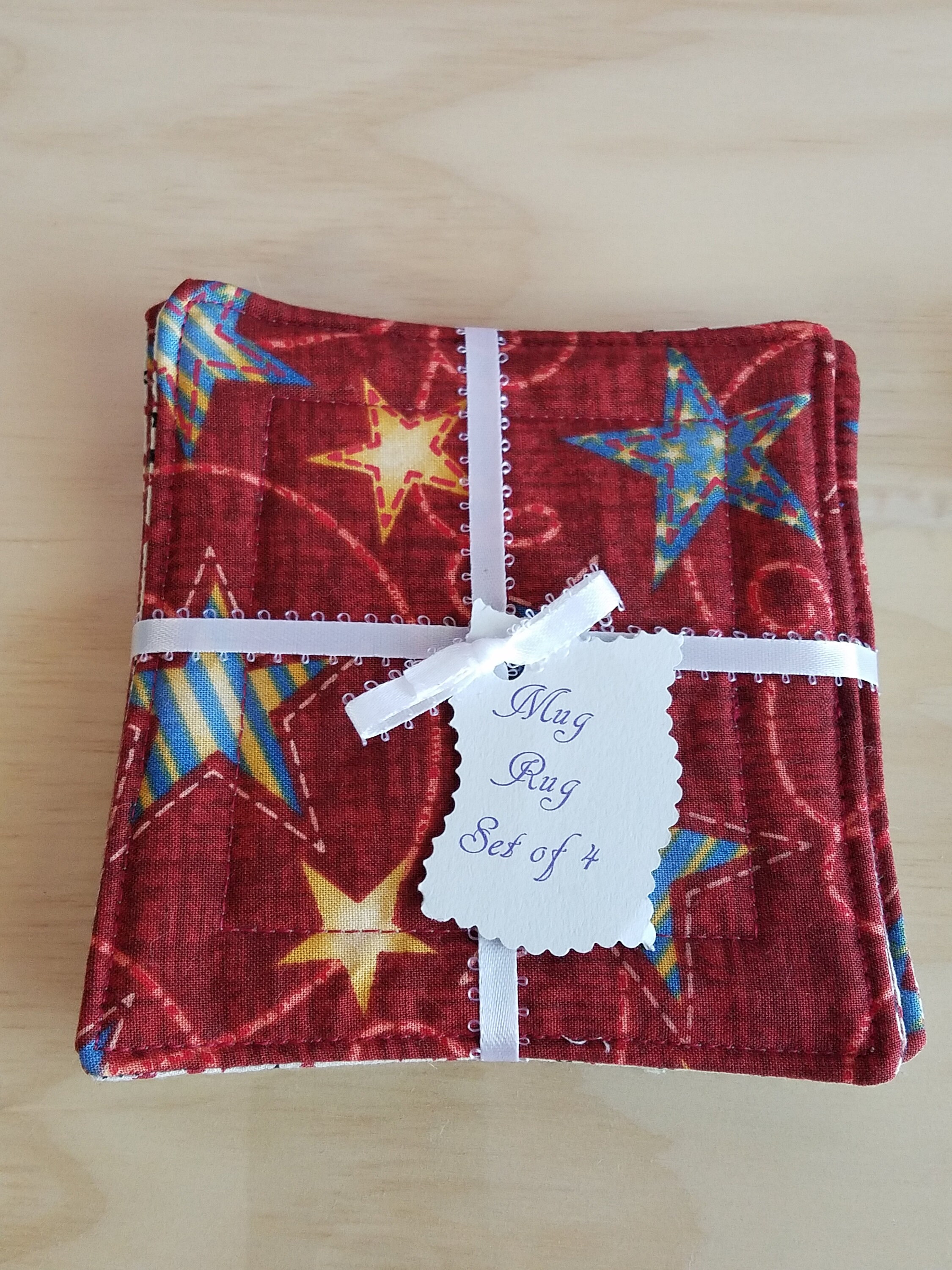 Mug Rugs Set of 4 - Red Rustic Stars - Etsy