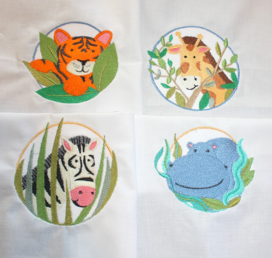 Embroidered Zoo Animals Quilt Squares - Etsy
