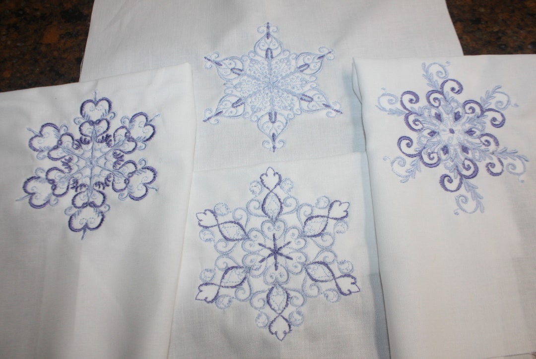Embroidered Snowflake Quilt Block Set of 8 in Blue Violet - Etsy