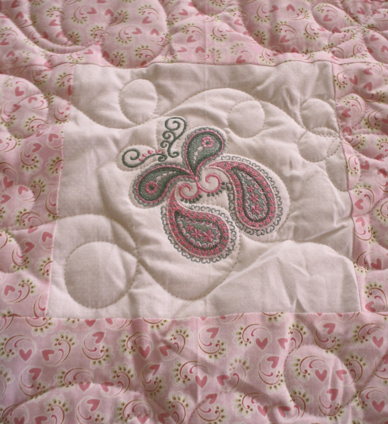 Embroidered Butterfly Quilt in Pink and Green - Etsy
