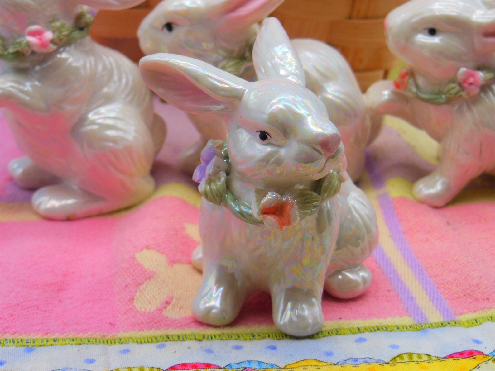 White Bunny Figurines Porcelain Bunny Set of Four Easter | Etsy