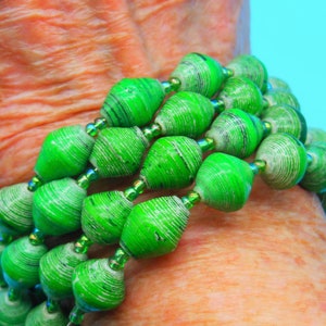 African Paper Beads, Vintage Beaded Jewelry Set, Bracelet Set, Recycled ...