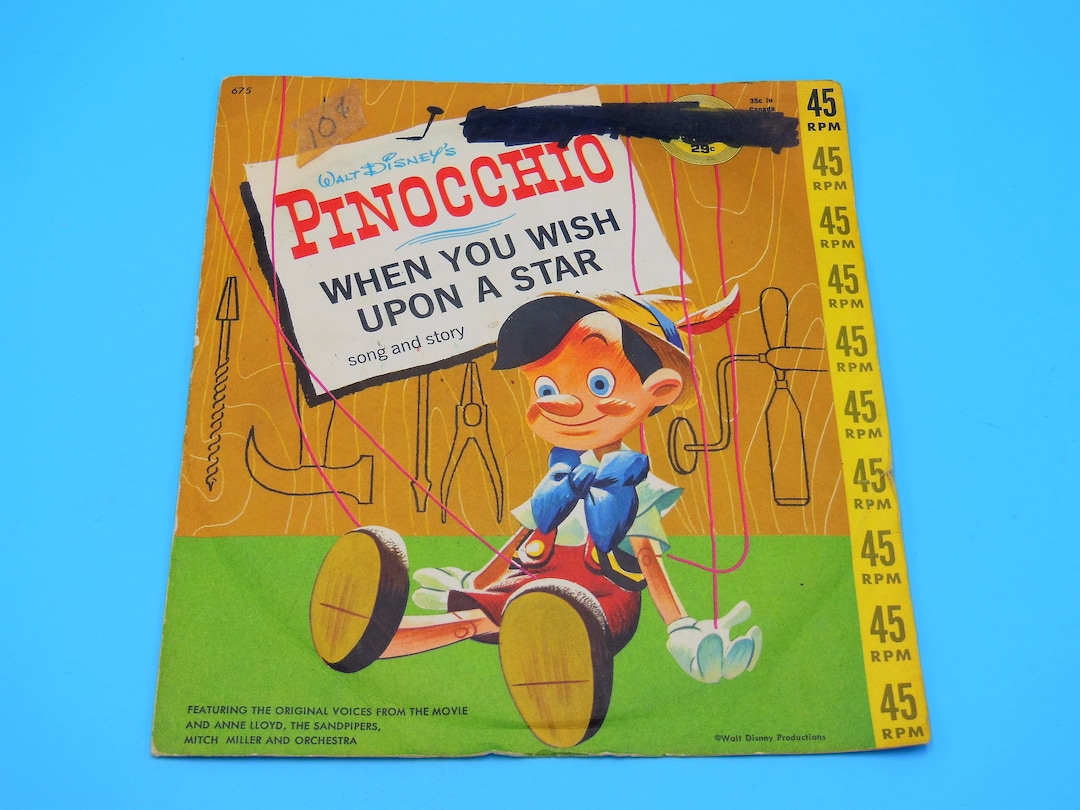 Vintage Pinocchio Disney Record, "when You Wish Upon A Star" (45 RPM ...
