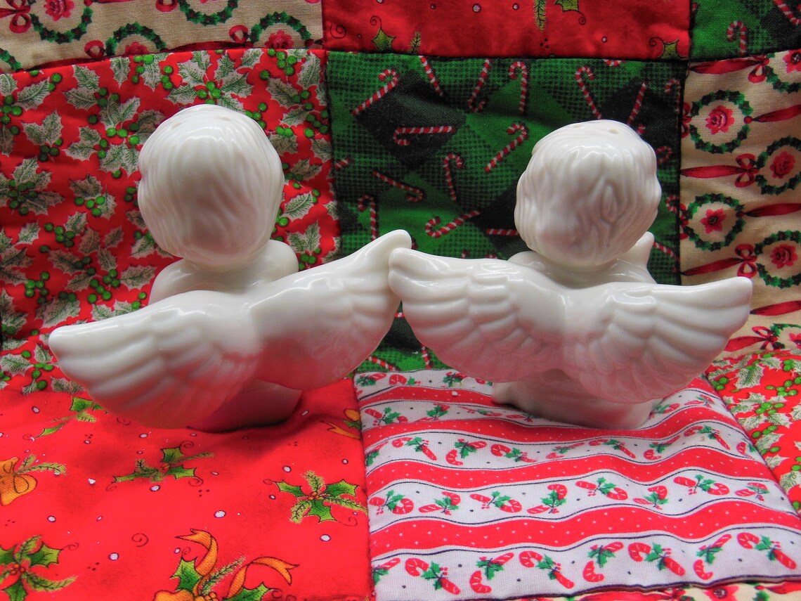 Salt and Pepper Shakers Porcelain Cherubs Angel Salt | Etsy