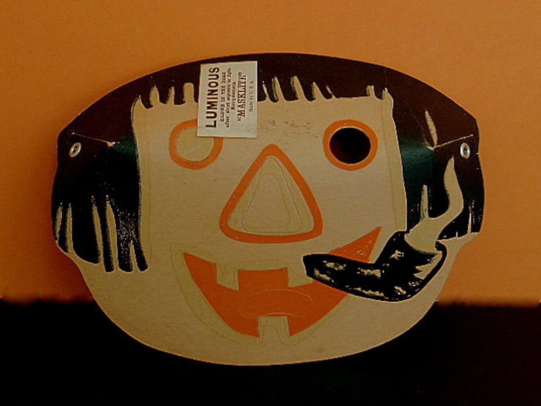 Vintage Luminous Masklite Mask, Child's Hobo Mask, Vintage Halloween ...