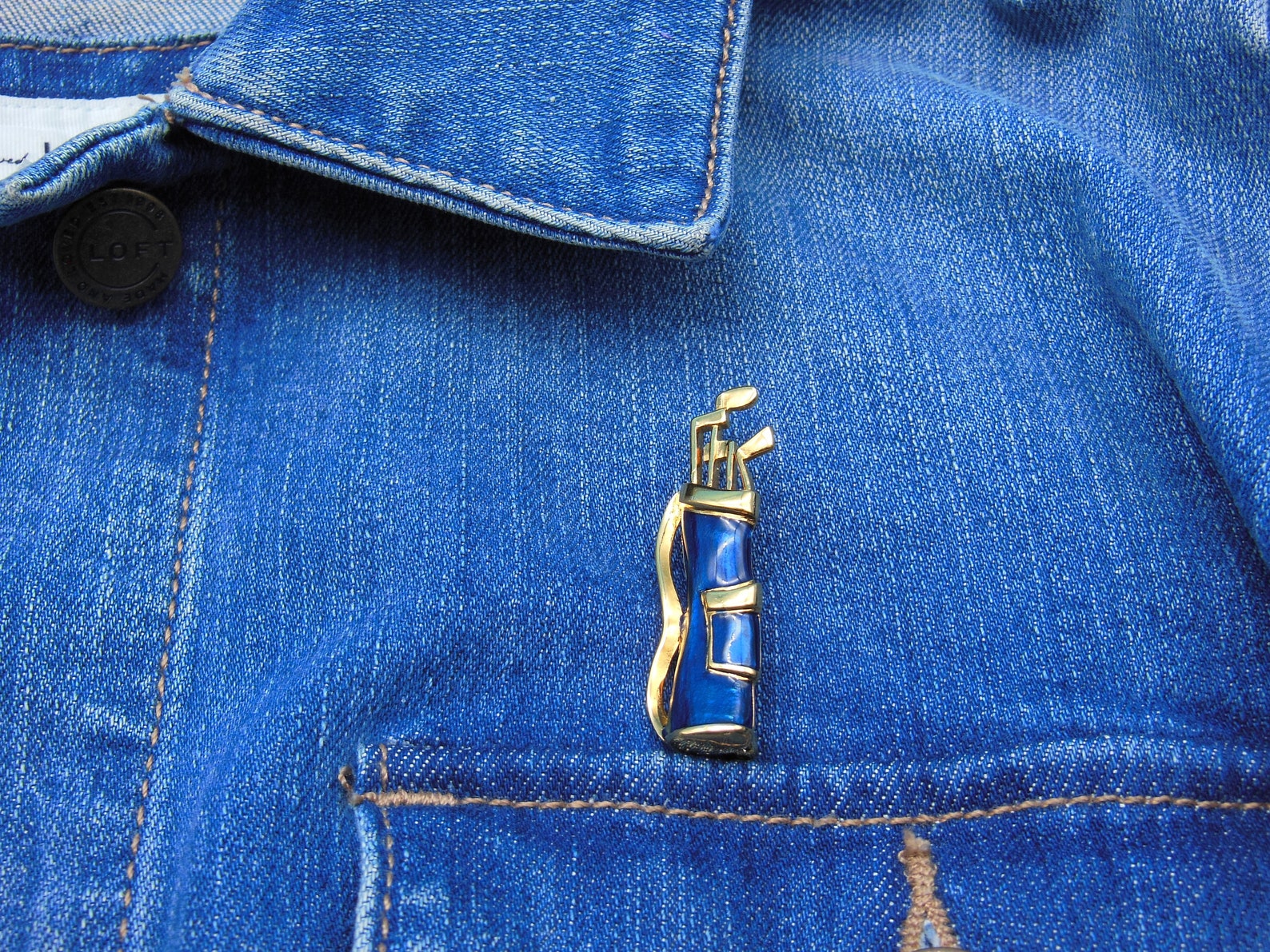 Golf Brooch, Blue Enameled Brooch, Vintage Carolee Jewelry, Golf Gift ...