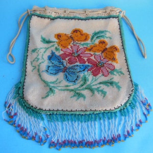 Vintage Beaded Reticule Purse, Victorian Beaded Handbag, Collectible ...