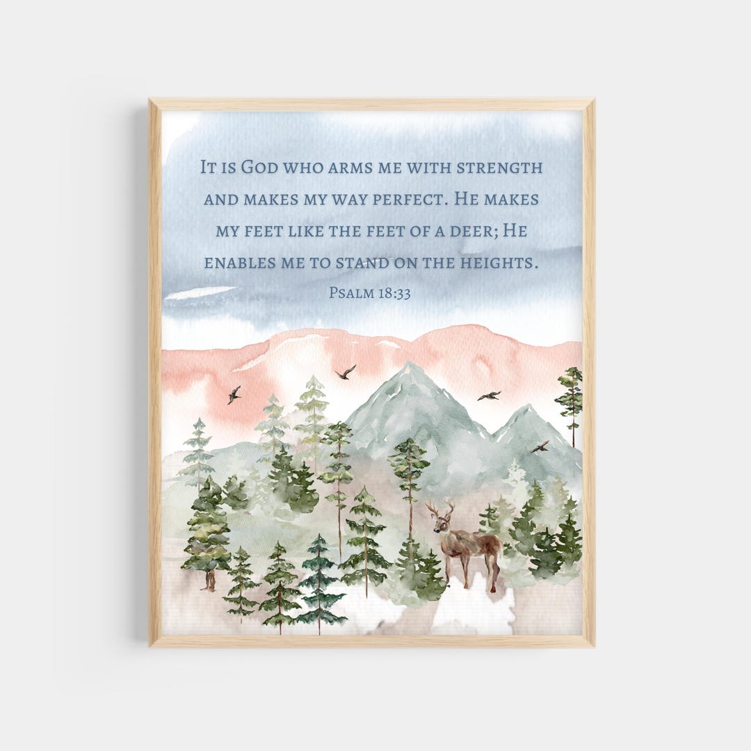 Christian Art Print, Psalm 18 Wall Print, Bible Verse Wall Décor ...