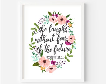 Christian Art Print Blessed is She Wall Print Bible Verse | Etsy