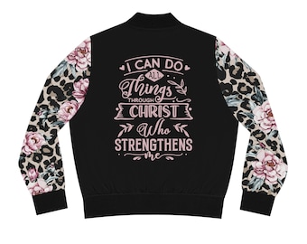 Christian Bomber Jacket, Bible Verse Jacket for Women, Floral Bible ...