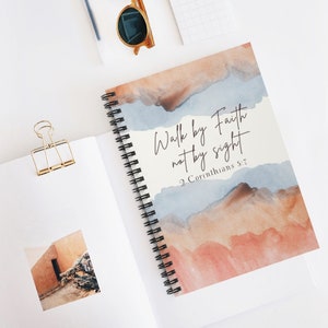 Personalized Christian Notebook, Walk by Faith Spiral Notebook Ruled ...