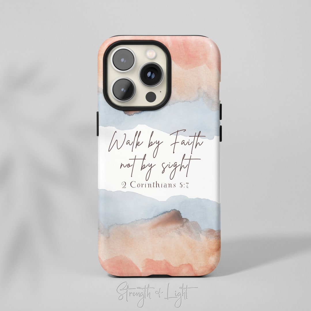 Walk by Faith Tough iPhone Case, Christian Phone Case, Boho Bible Verse ...