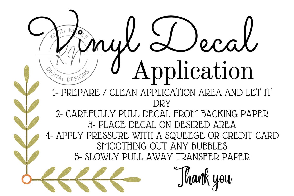 Printable Vinyl Decal Application Card, Digital File Ready to Print ...