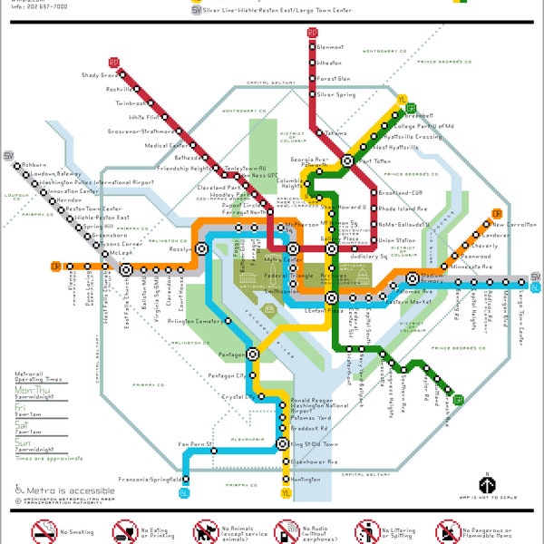 Washington Dc Map - Etsy