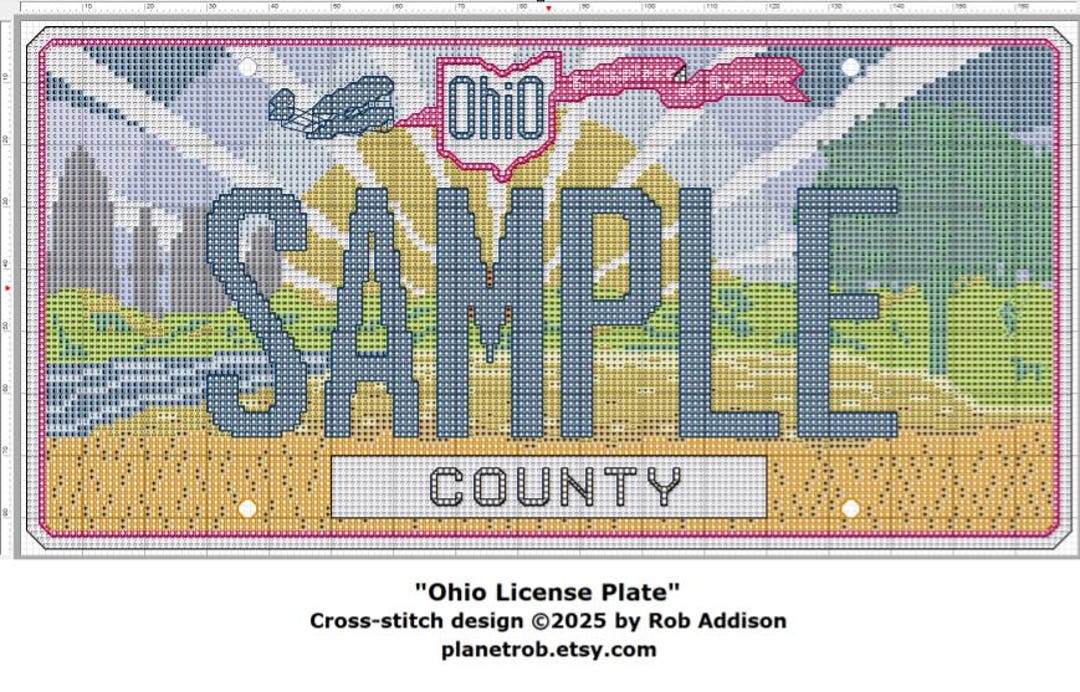 OHIO Sunrise License Plate Cross-stitch Pattern (PDF Download ...
