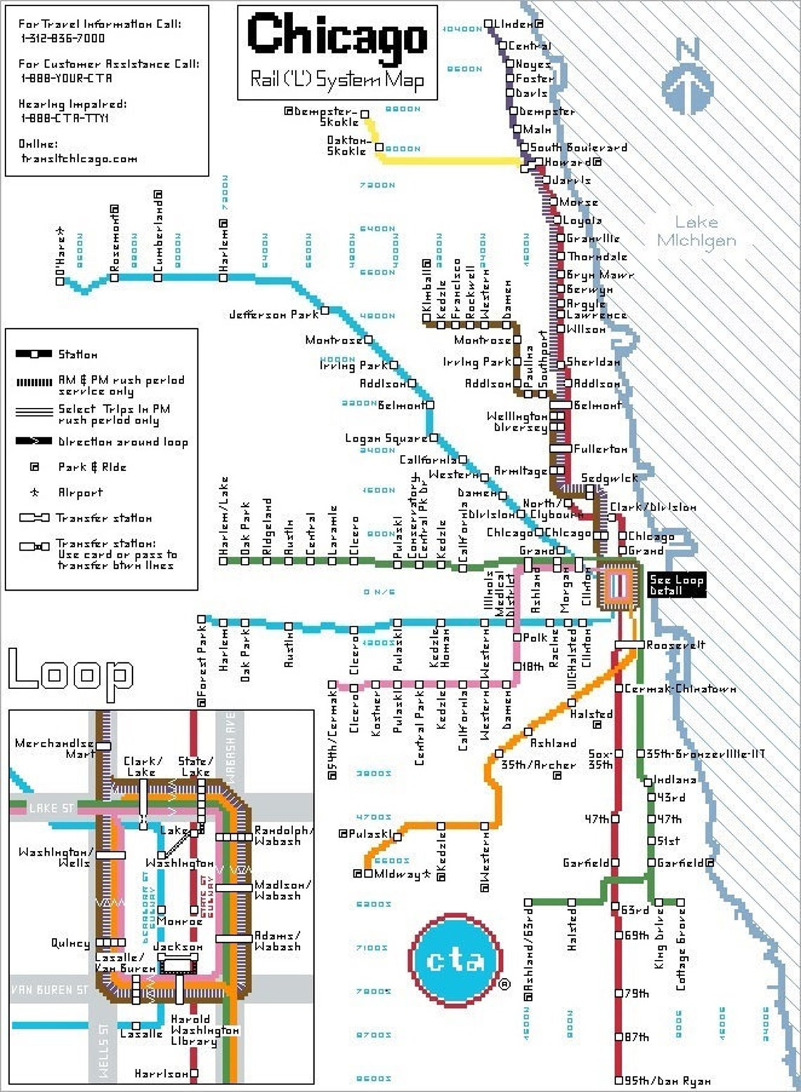 CHICAGO Subway Map Cross-stitch Pattern PDF and GIF Downloads | Etsy