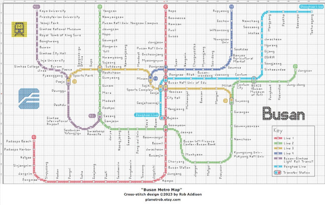 BUSAN South Korea Metro Map Cross-stitch Pattern PDF Download | Pattern ...