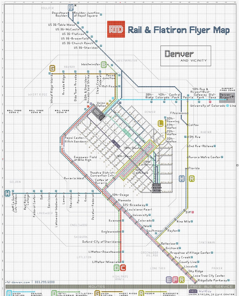 Denver RTD Map Cross-stitch Pattern (PDF Download) - Etsy
