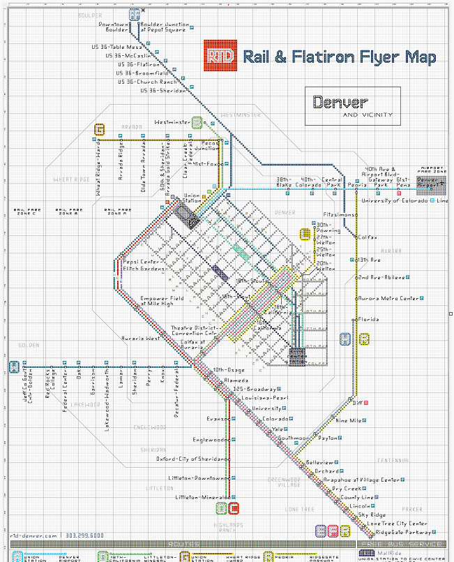DENVER Colorado RTD Map Cross-stitch Pattern PDF Download | Regional ...