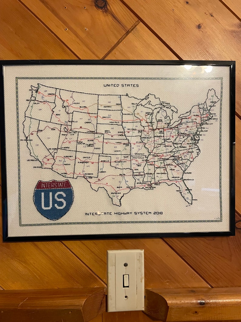 US Interstate Highway Map Cross-stitch Pattern (PDF Download) - Etsy