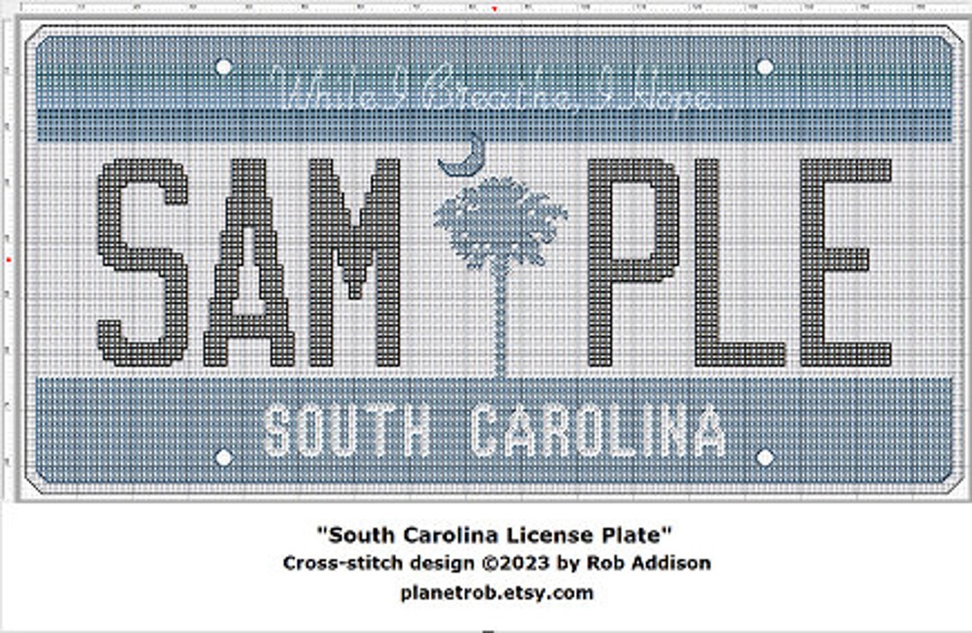 SOUTH CAROLINA License Plate Cross-stitch Pattern Personalized for You ...
