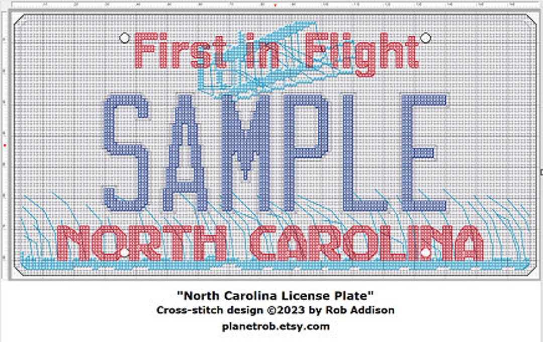 Personalized NC License Plate Cross-stitch Pattern (PDF Download) - Etsy