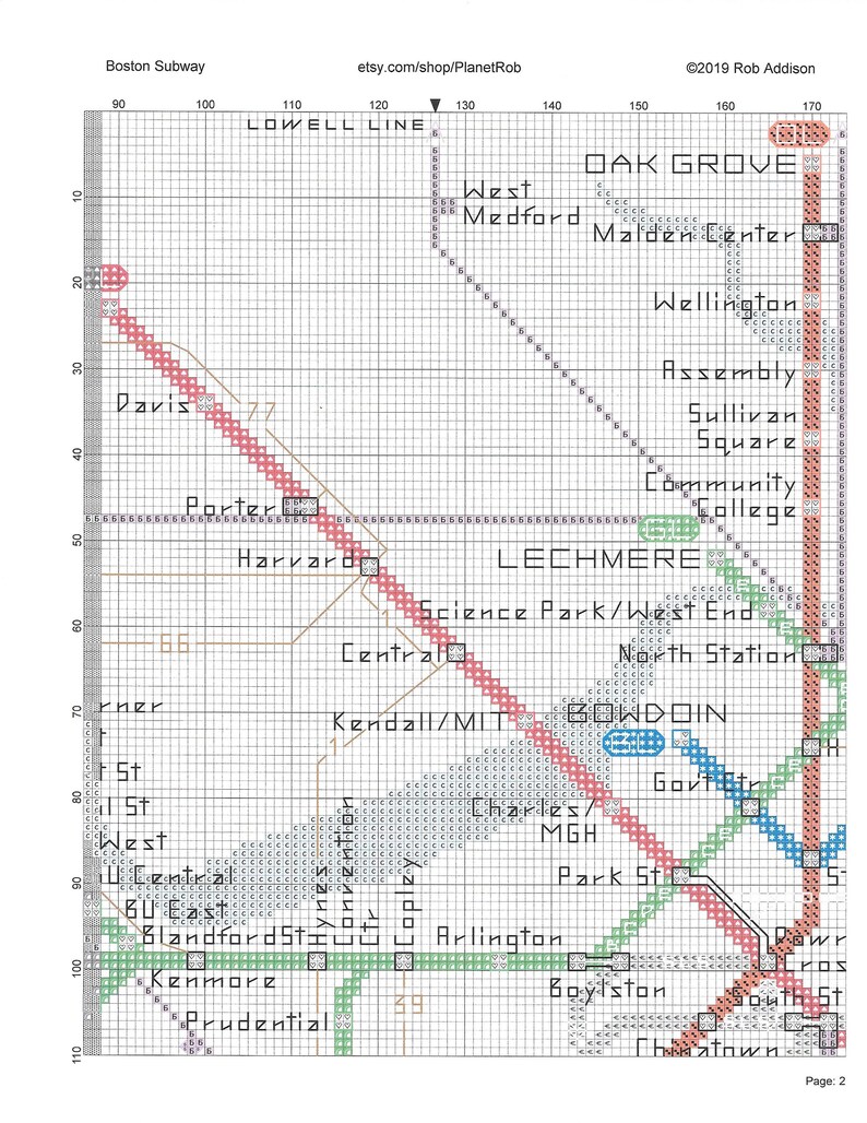 BOSTON Subway Map Cross-stitch Pattern PDF Download Metro - Etsy Canada