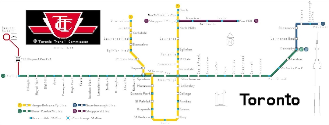 Toronto Subway Map Cross Stitch Pattern Pdf And Gif Downloads Etsy