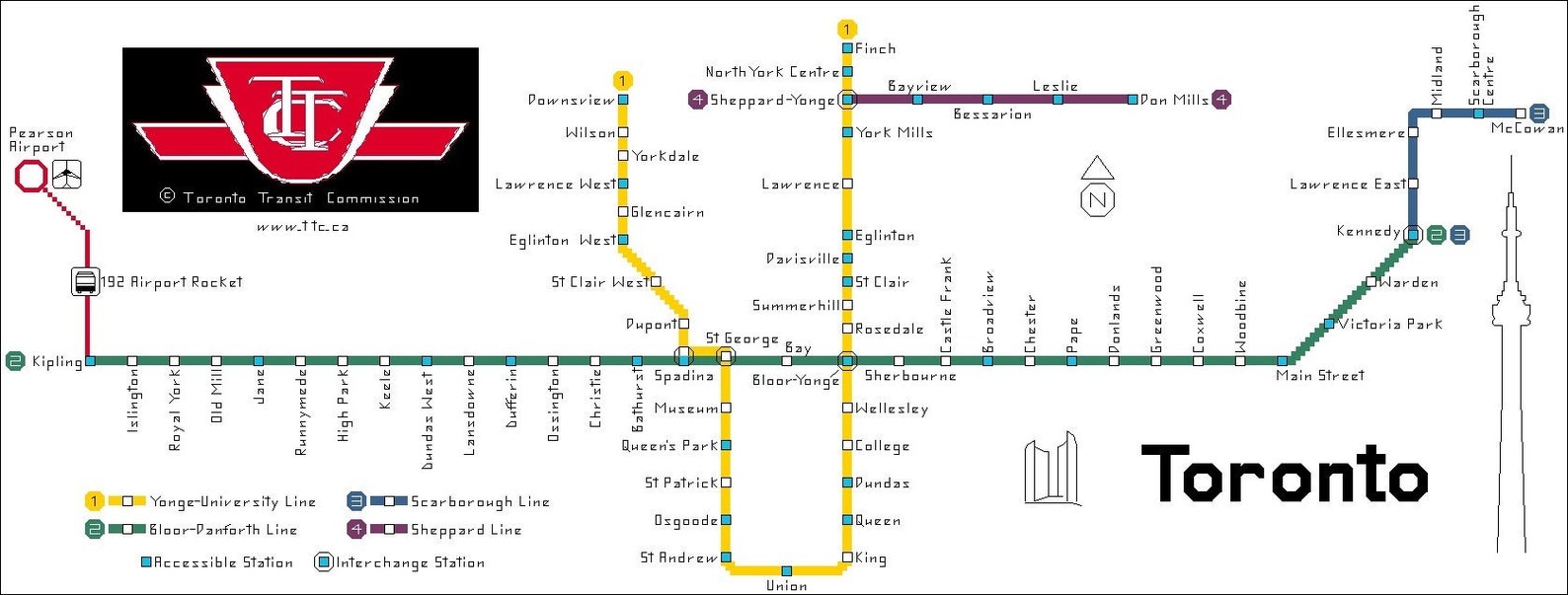 TORONTO Subway Map Cross-stitch Pattern PDF and GIF Downloads | Etsy Canada