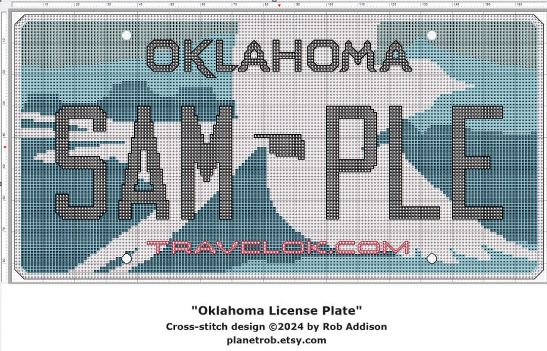 OKLAHOMA License Plate Cross-stitch Pattern PDF Download | PERSONALIZED ...