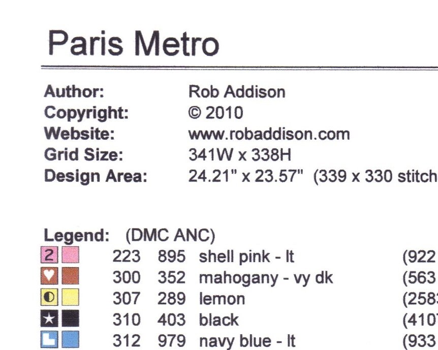 Classic Paris Metro Map Cross-Stitch Pattern PDF Download | Etsy