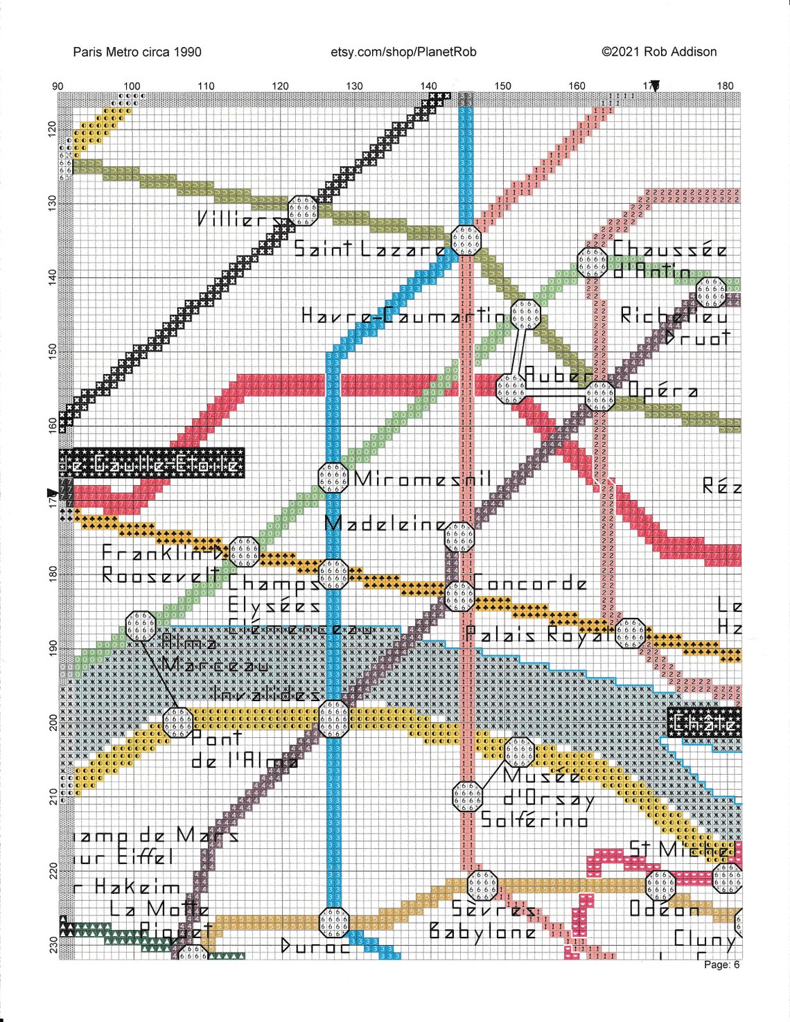 Classic PARIS Metro Map Cross-stitch Pattern PDF Download | Pattern ...