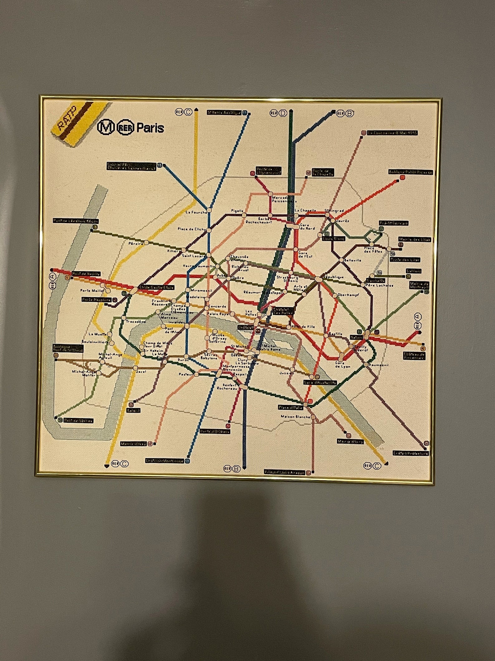 Classic PARIS Metro Map Cross Stitch Pattern | 1990s Subway (PDF ...