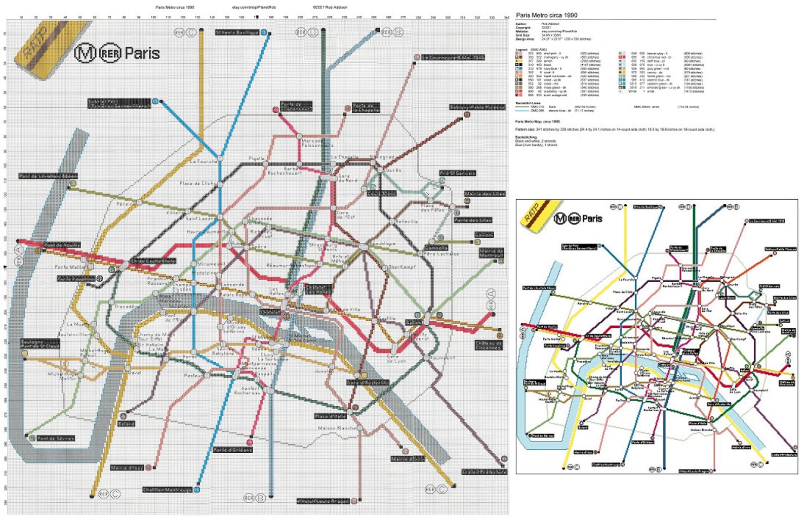 Classic PARIS Metro Map Cross-stitch Pattern PDF and GIF - Etsy Australia
