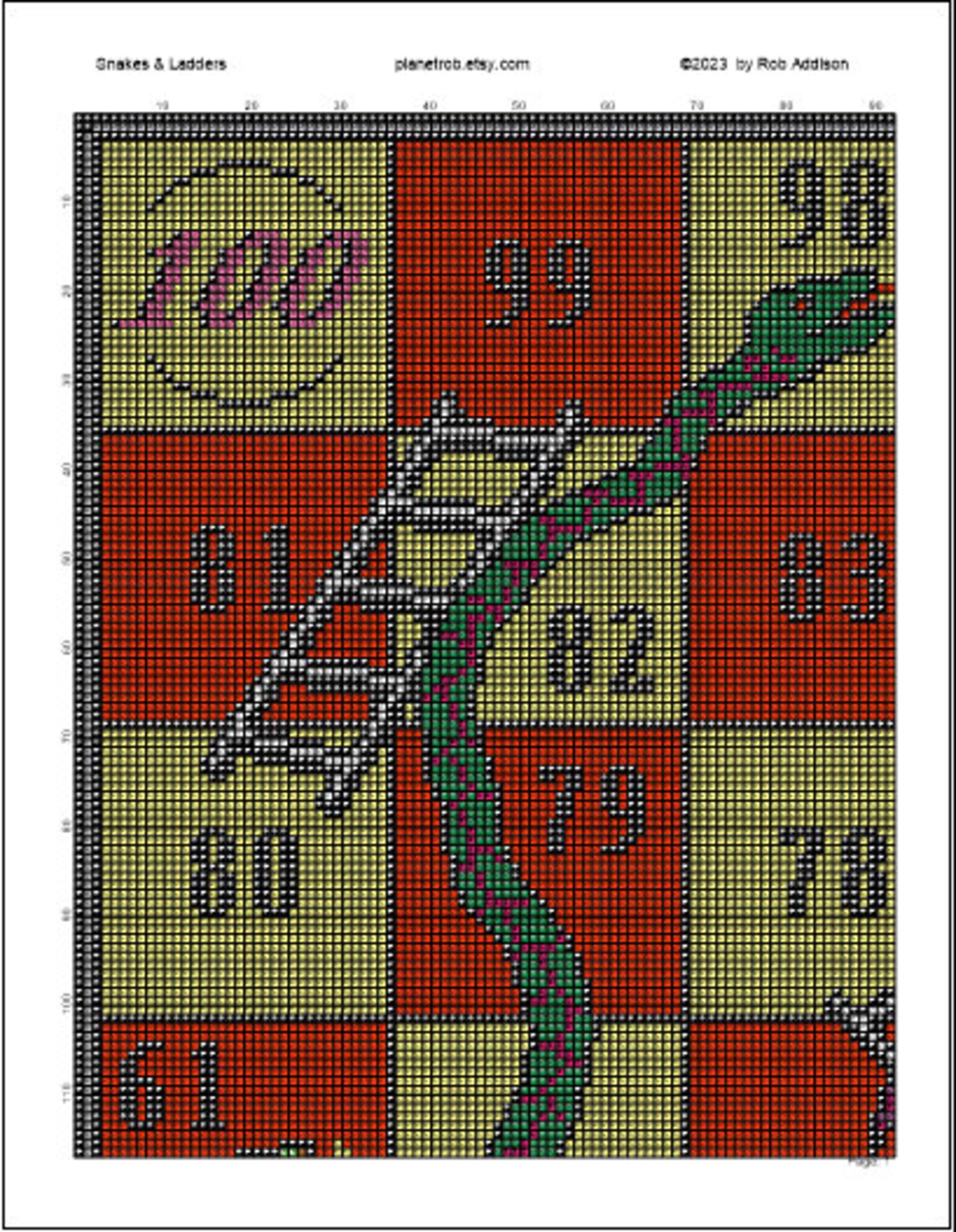 Snakes and Ladders Cross-stitch Pattern: Game Board Design (PDF ...
