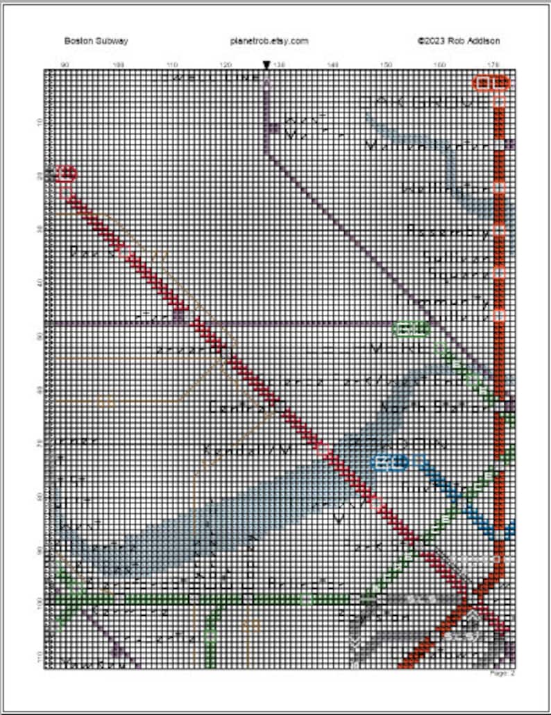Boston Subway Map Cross-stitch Pattern (pattern Keeper Compatible) (PDF ...