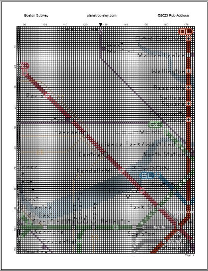 Boston Subway Map Cross-stitch Pattern (pattern Keeper Compatible) (PDF ...