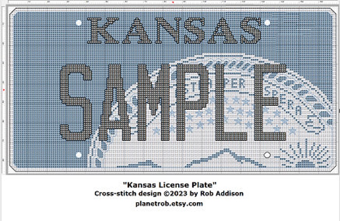 KANSAS License Plate Cross-stitch Pattern PDF Download PERSONALIZED for ...