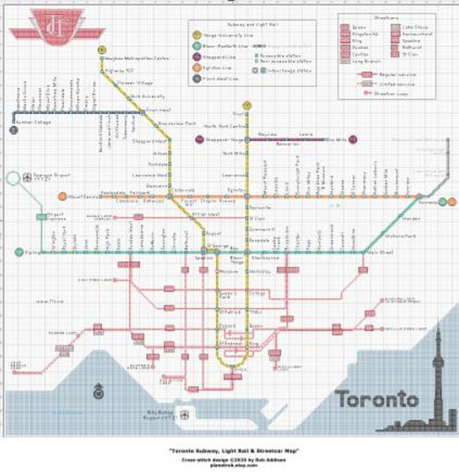 TORONTO Subway Map Cross-stitch Pattern (PDF Instant Download) - Etsy ...
