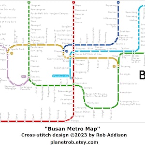 Busan Metro Map Cross-stitch Pattern: South Korea Subway Chart (PDF ...