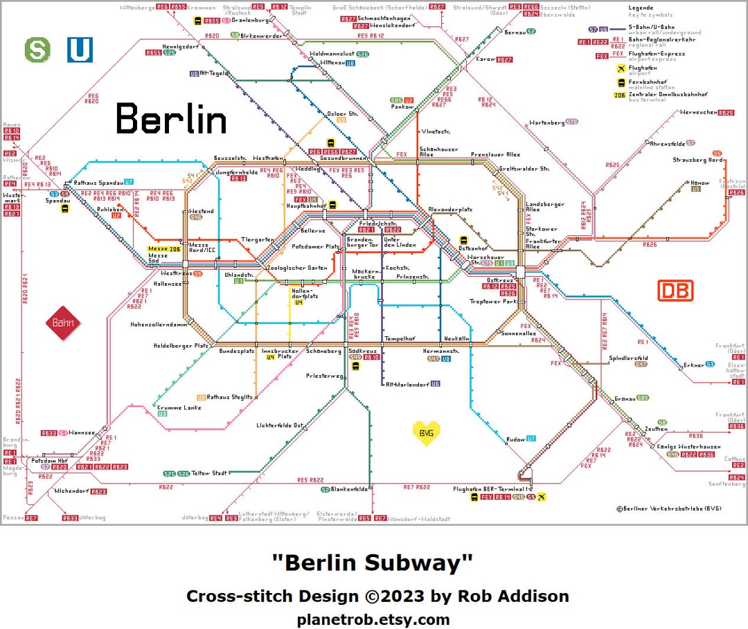 BERLIN SUBWAY MAP Cross-stitch Pattern Pdf Download | Pattern Keeper ...
