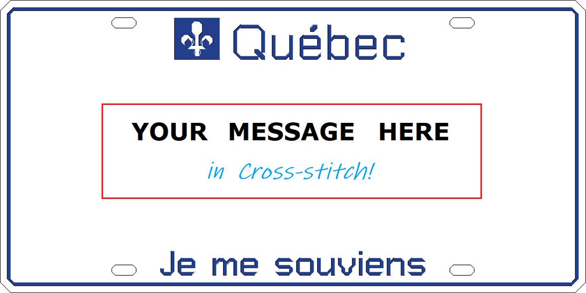 QUEBEC License Plate Cross-stitch Pattern PDF Download PERSONALIZED for ...