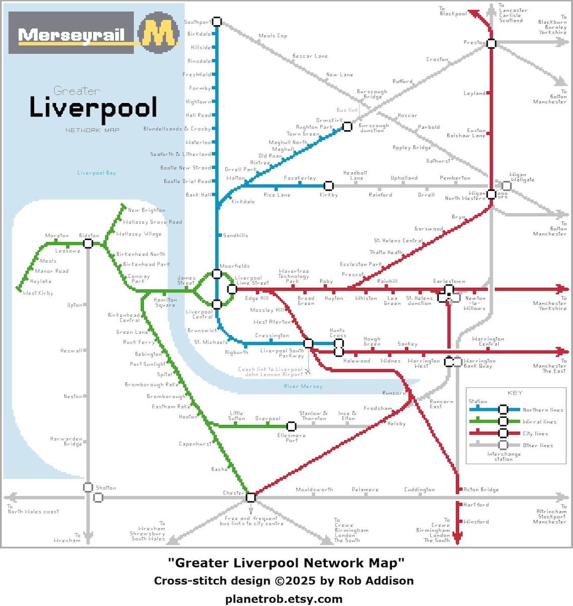 Liverpool Rail Map Cross-stitch Pattern: UK Chart Design (PDF Download ...