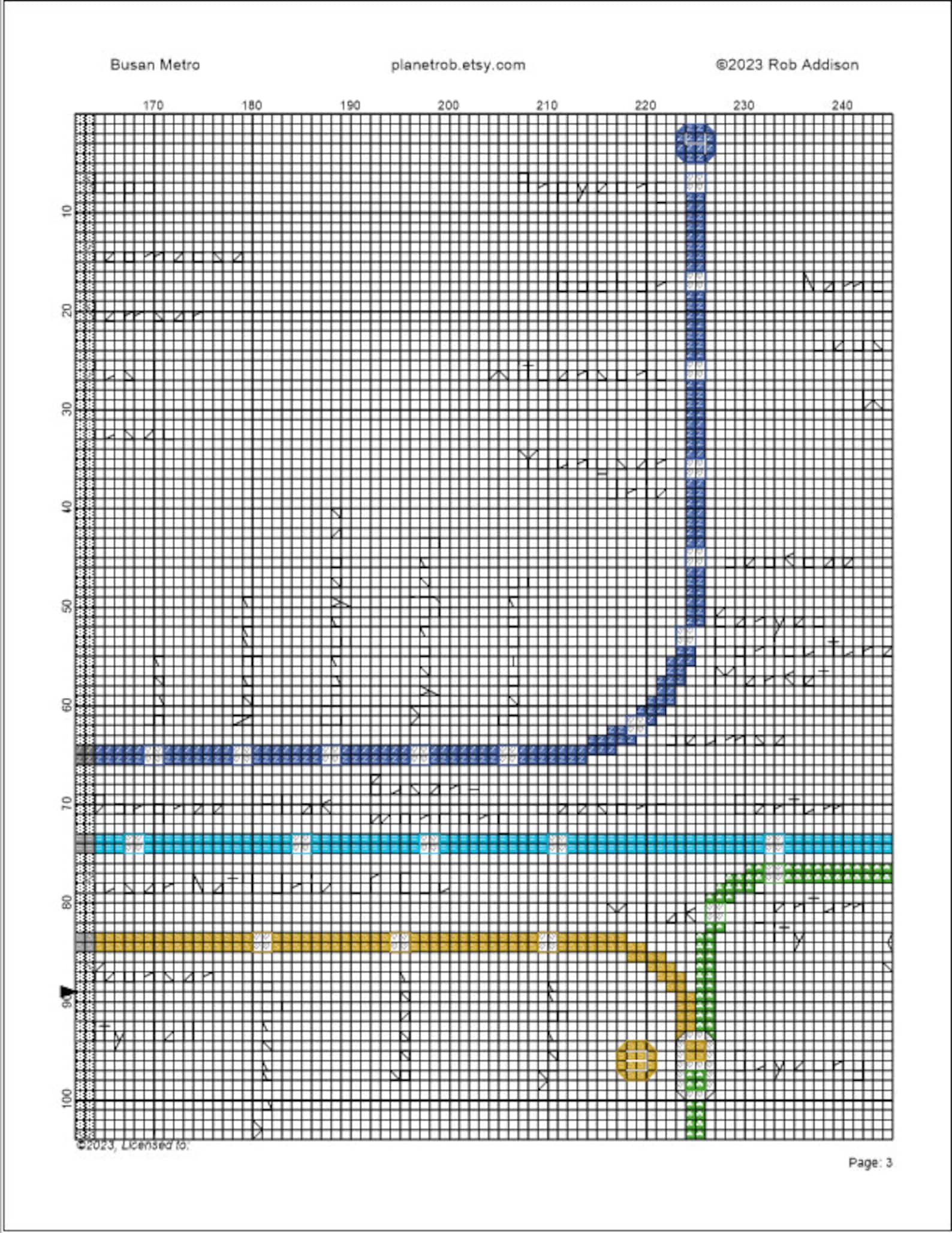 Busan Metro Map Cross-stitch Pattern: South Korea Subway Chart (PDF ...