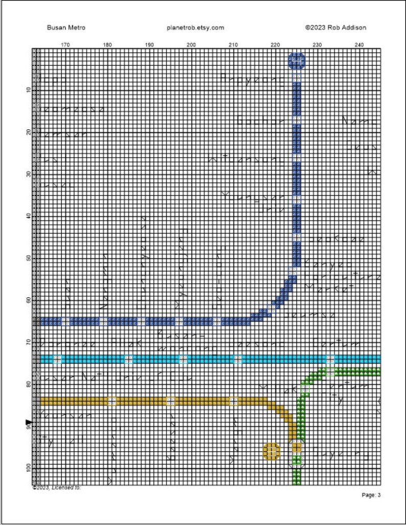 Busan Metro Map Cross-stitch Pattern: South Korea Subway Chart (PDF ...